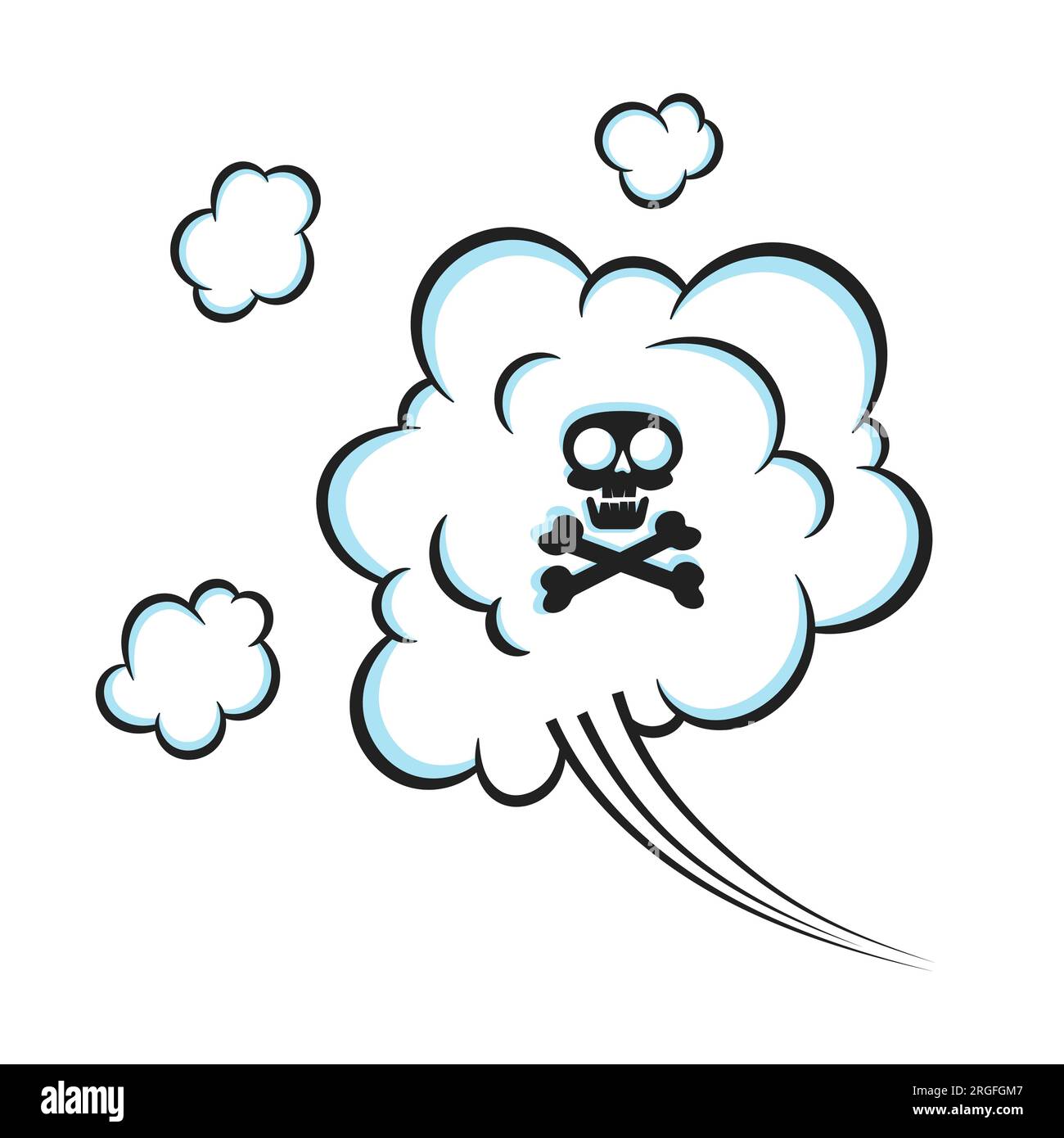 Fart smoke smelling cloud with skull and crossing bones pop art comic ...