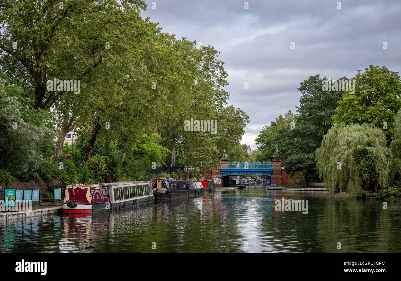 London, UK: Canal boats at Little Venice in London. This is the ...