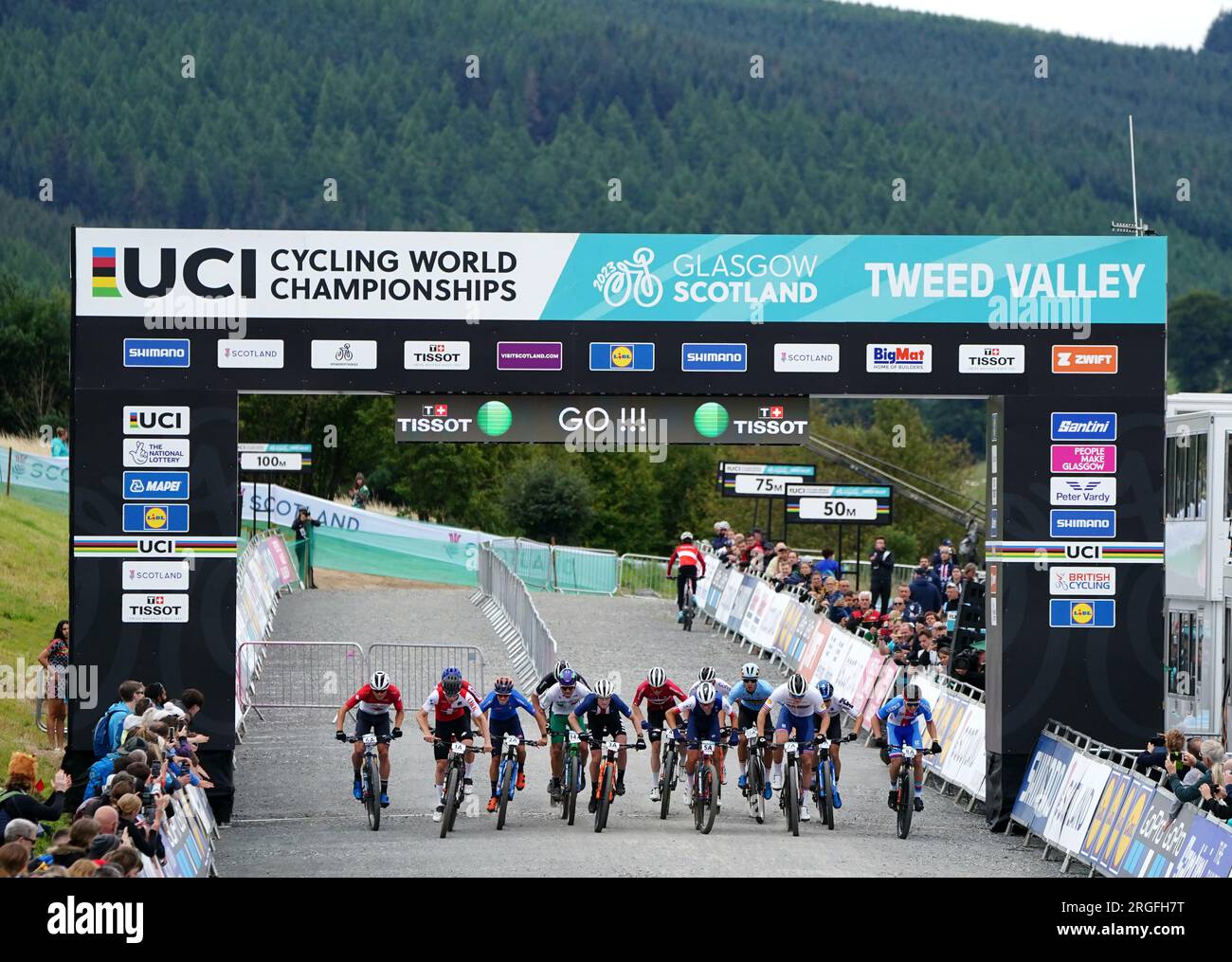 Competitors at the start of the Mixed Team Relay race during day seven ...