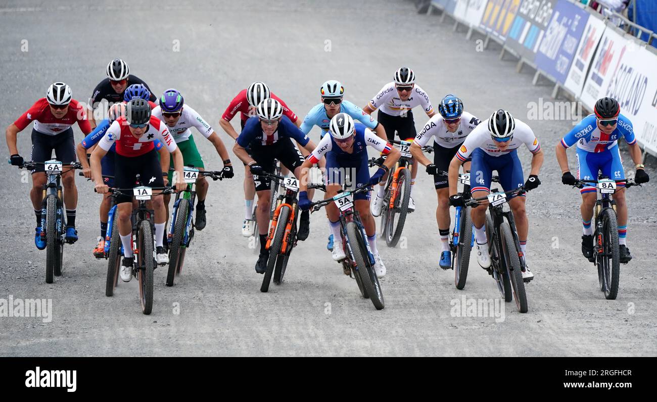 Competitors at the start of the Mixed Team Relay race during day seven ...