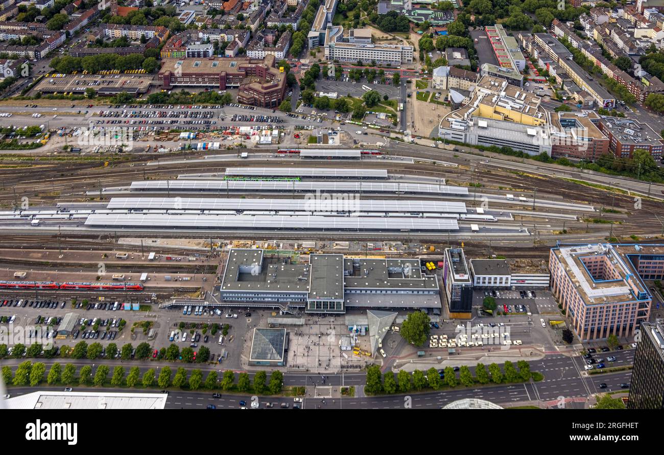 Aerial view, Dortmund main station, construction site, platforms and ...