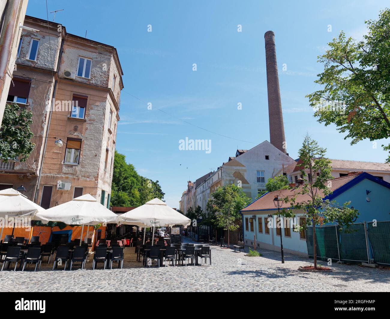 The famous bohemian cobbled Skadarlija street with cafes and ...