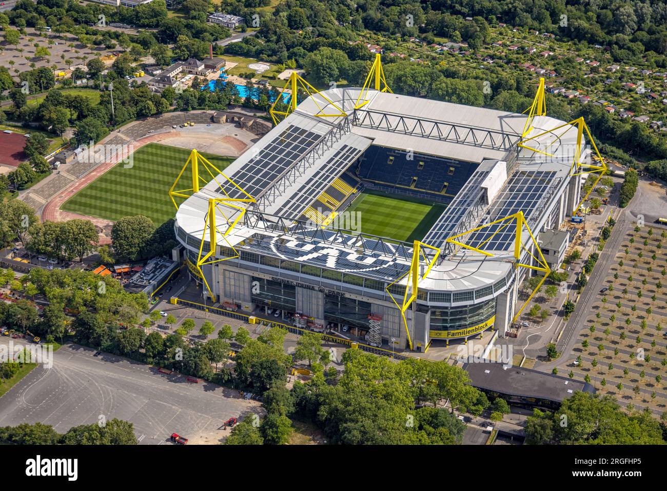 Aerial view, Signal Iduna Park, Bundesliga stadium BVB 09 Dortmund ...