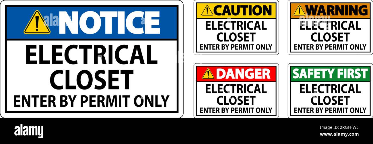 Danger Sign Electrical Closet - Enter By Permit Only Stock Vector Image ...
