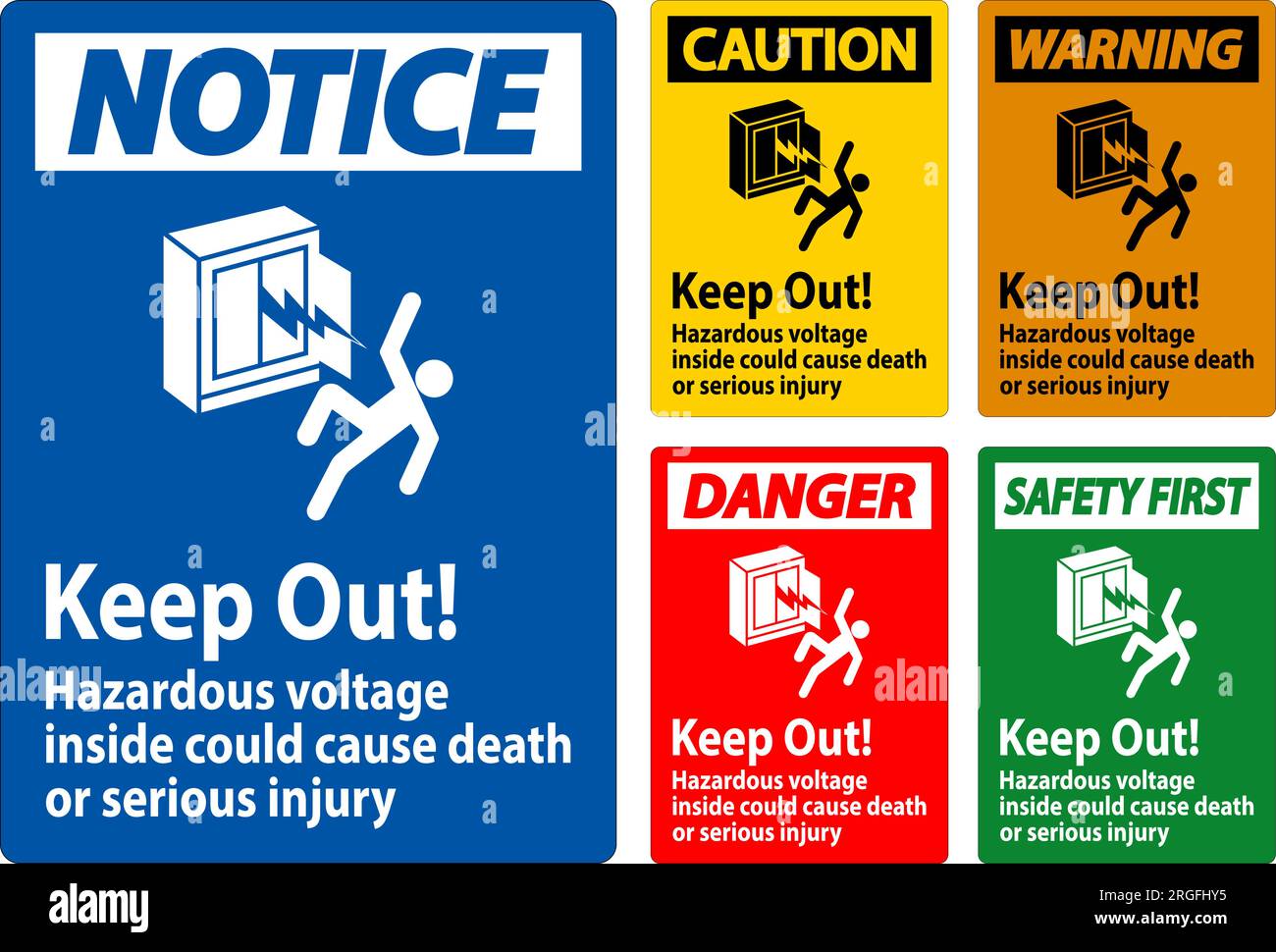 Warning Sign Keep Out Hazardous Voltage Inside, Could Cause Death Or ...