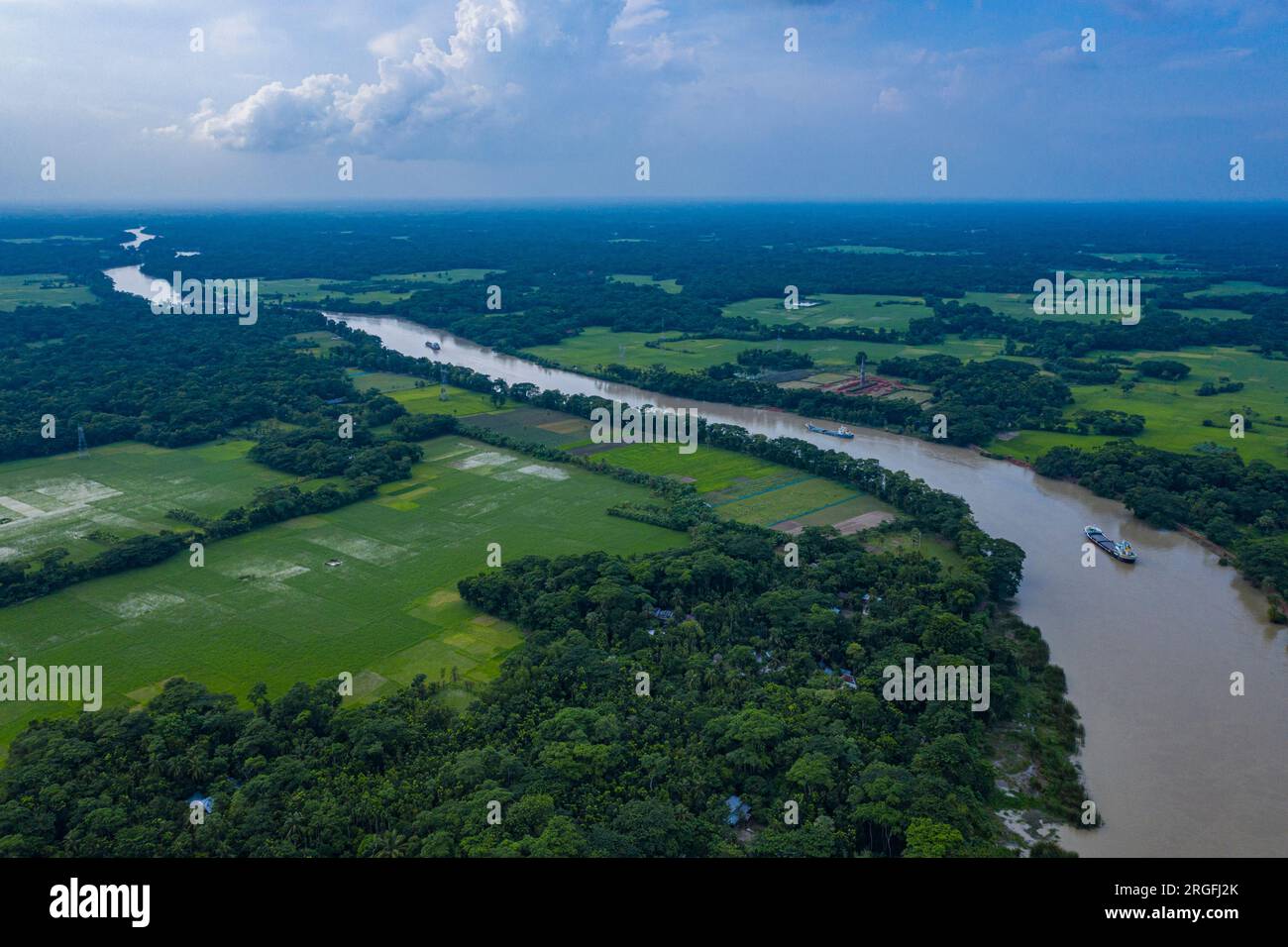 Aerial view of the Gabkhan Channel at Jhalakathi in Bangladesh. it is ...