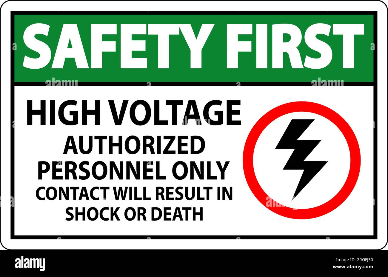 Safety First Sign High Voltage, Authorized Personnel Only, Contact Will ...