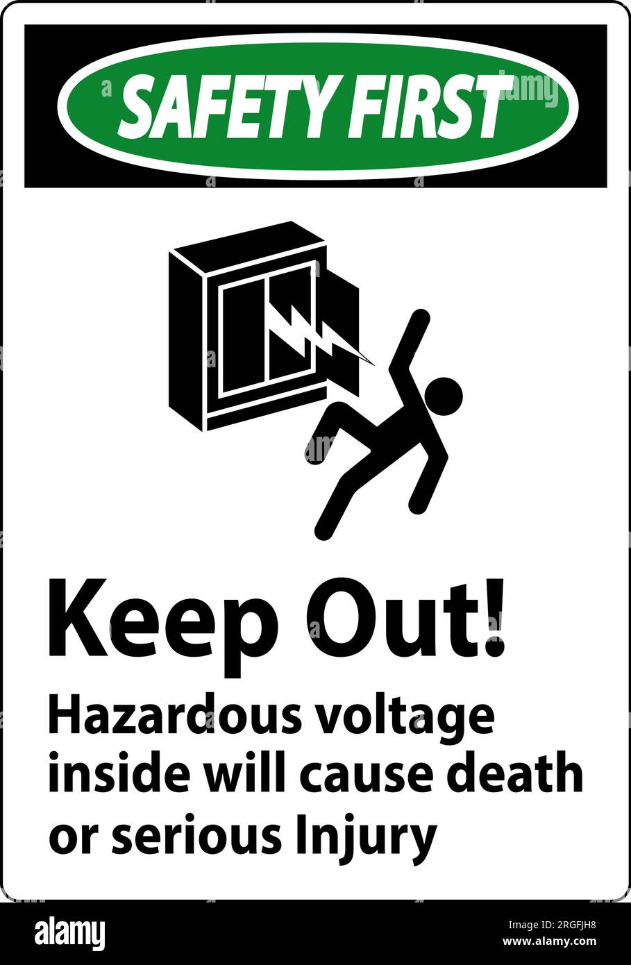 Safety first sign keep out hazardous voltage inside hi-res stock ...
