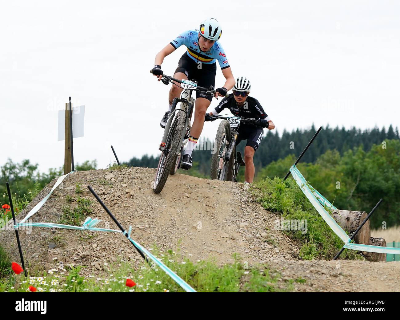 Belgium's Julia Gregoire and New Zealand's Samara Maxwell compete in ...