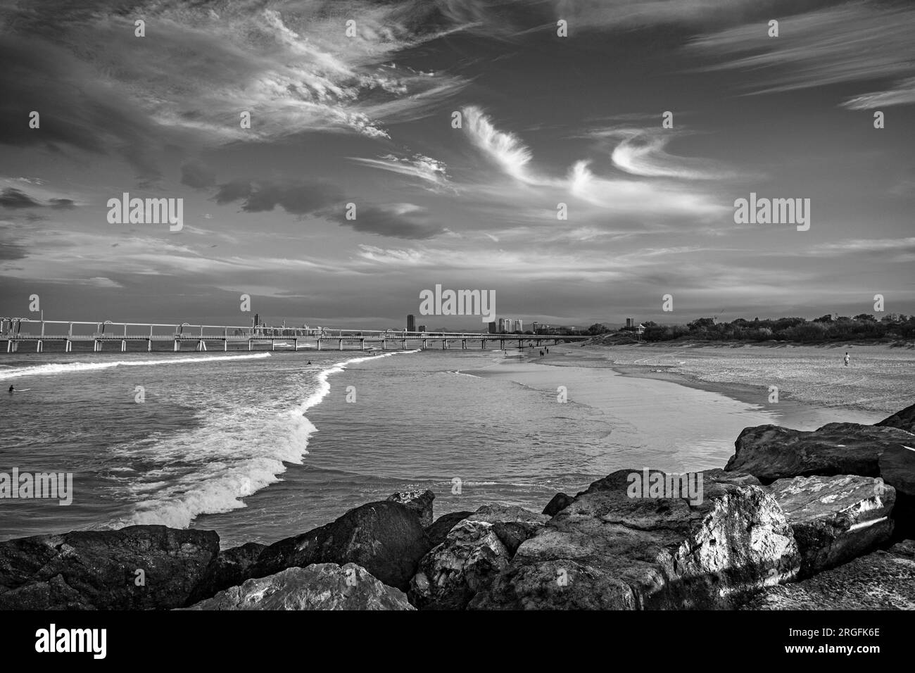 the view of a bridge from seaside or walkway Stock Photo - Alamy
