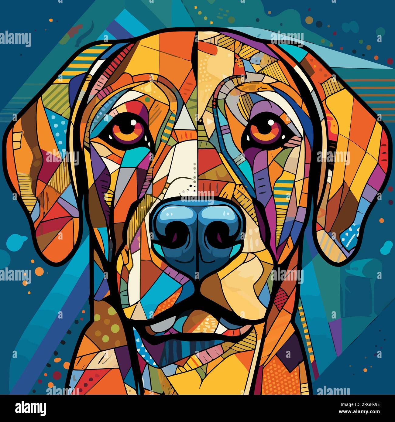 Dog painting in the style of cubism. Abstract painting of a dog in the ...