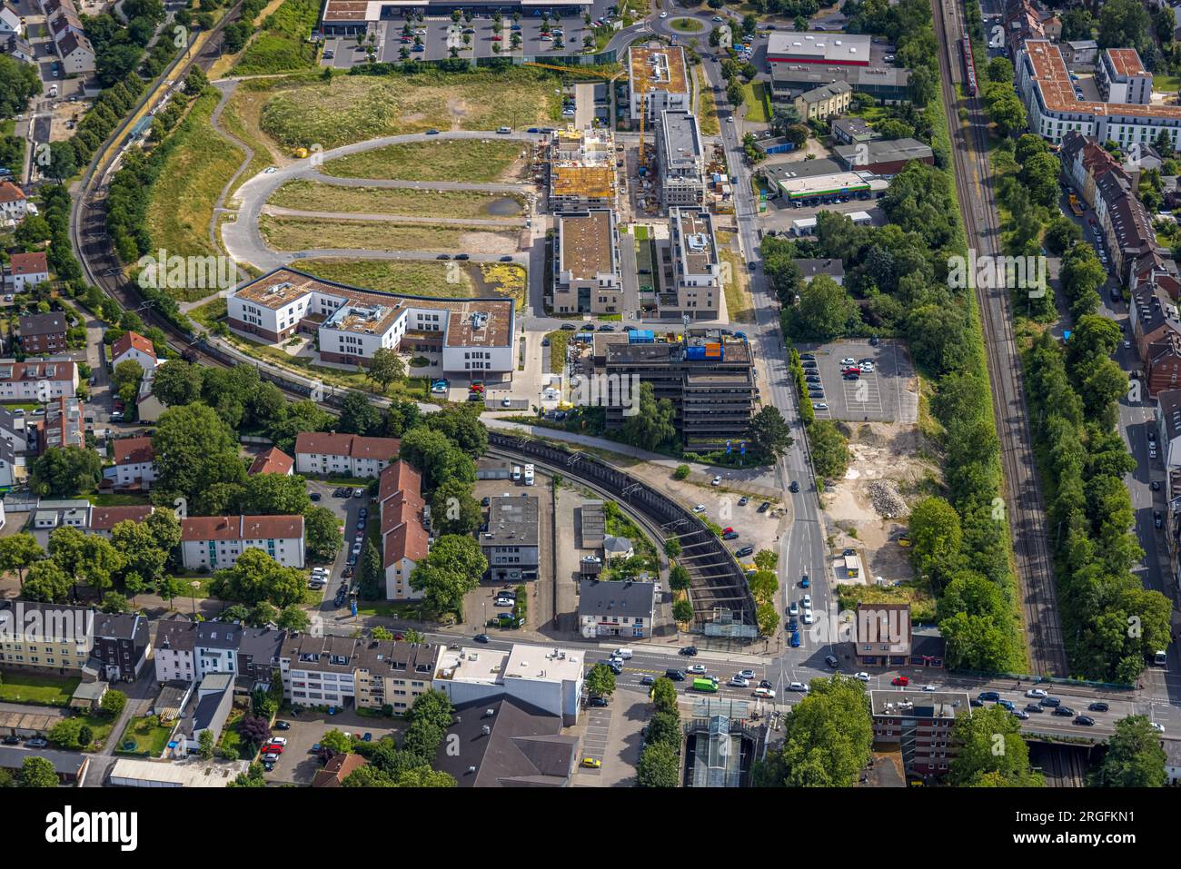 Aerial view, Hombrucher Bogen, construction site, Barop, Dortmund, Ruhr ...