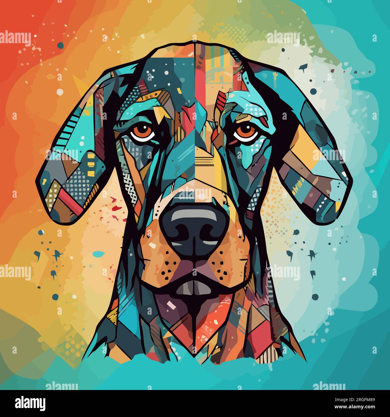 Dog painting in the style of cubism. Abstract painting of a dog in the ...