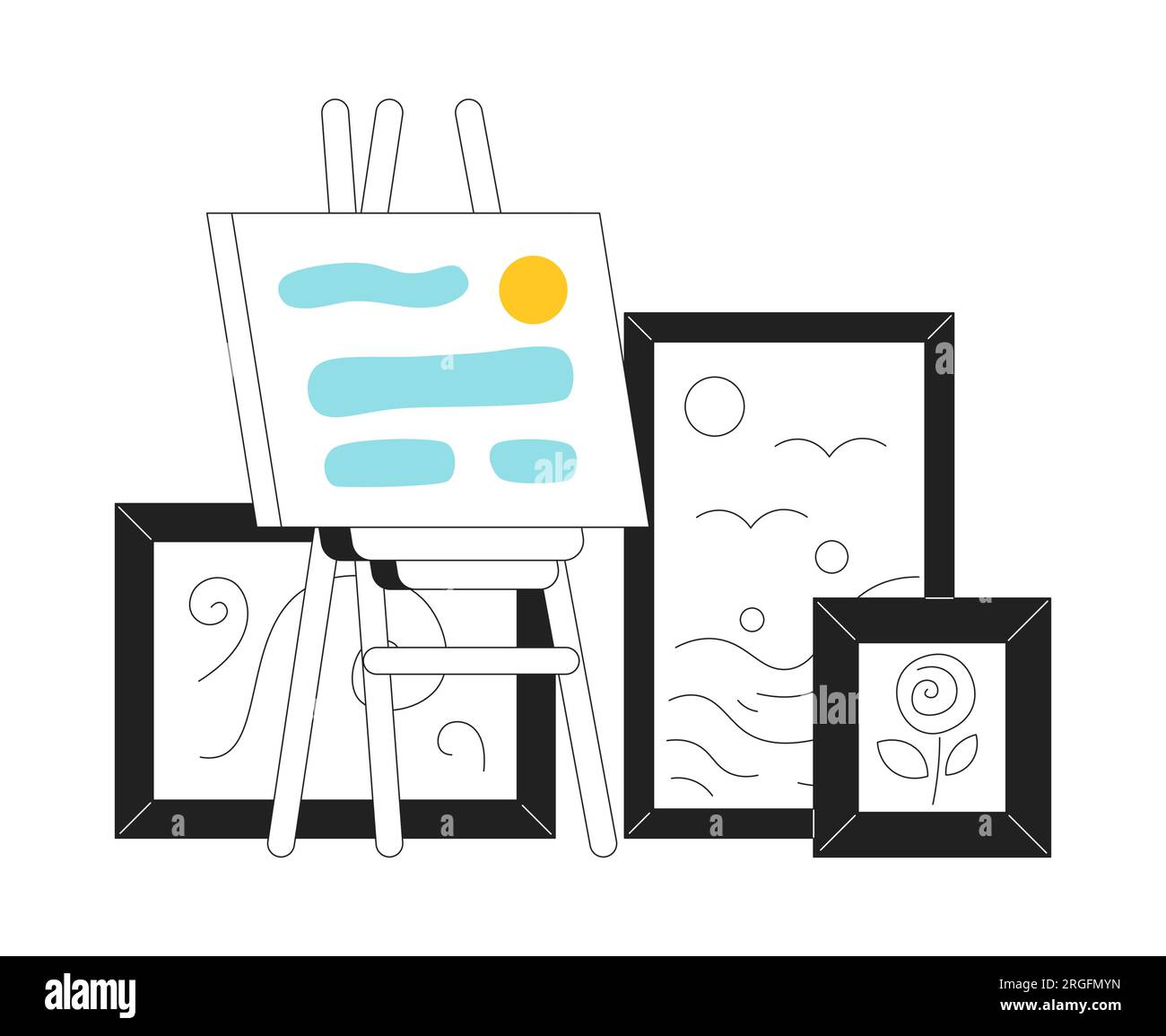 Abstract paintings monochrome flat vector object Stock Vector Image ...