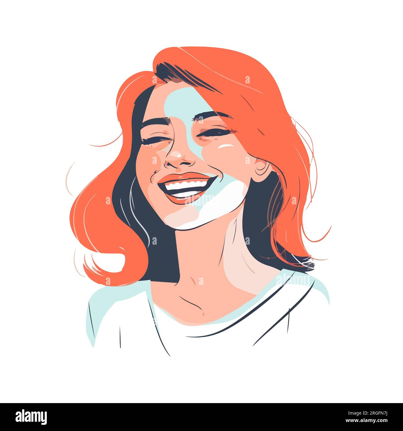 Portrait of a beautiful woman on white background. Abstract painting of ...