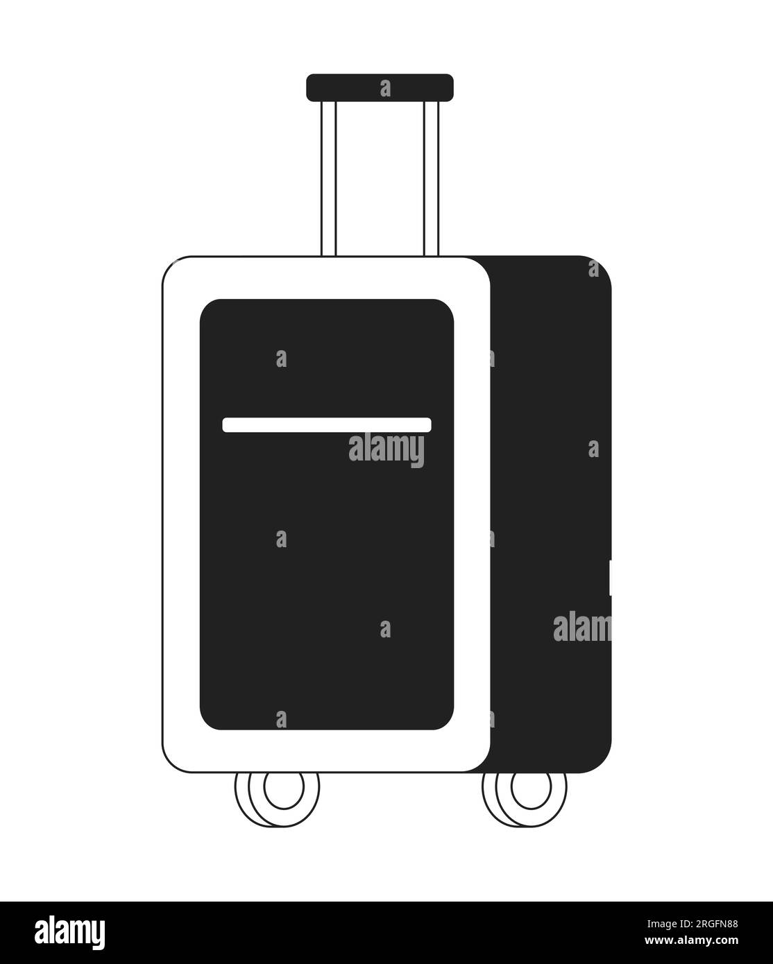Carry On Suitcase On Wheels Monochrome Flat Vector Object Stock Vector