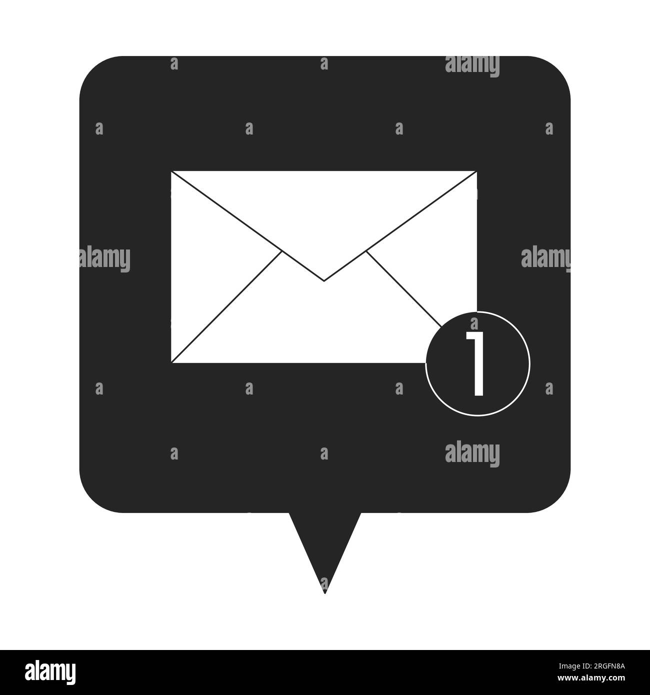New message notification flat monochrome isolated vector icon Stock ...