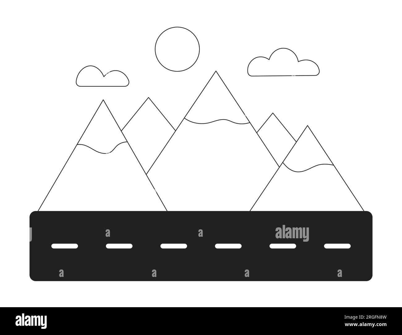 Road through mountains monochrome flat vector object Stock Vector Image ...