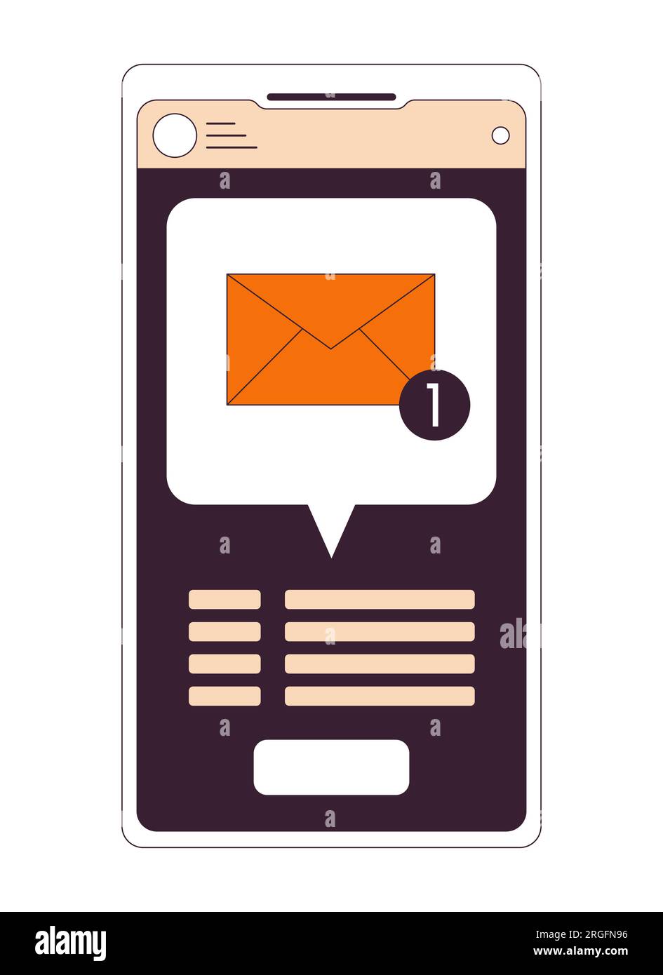 Notification on smartphone flat line concept vector spot illustration ...