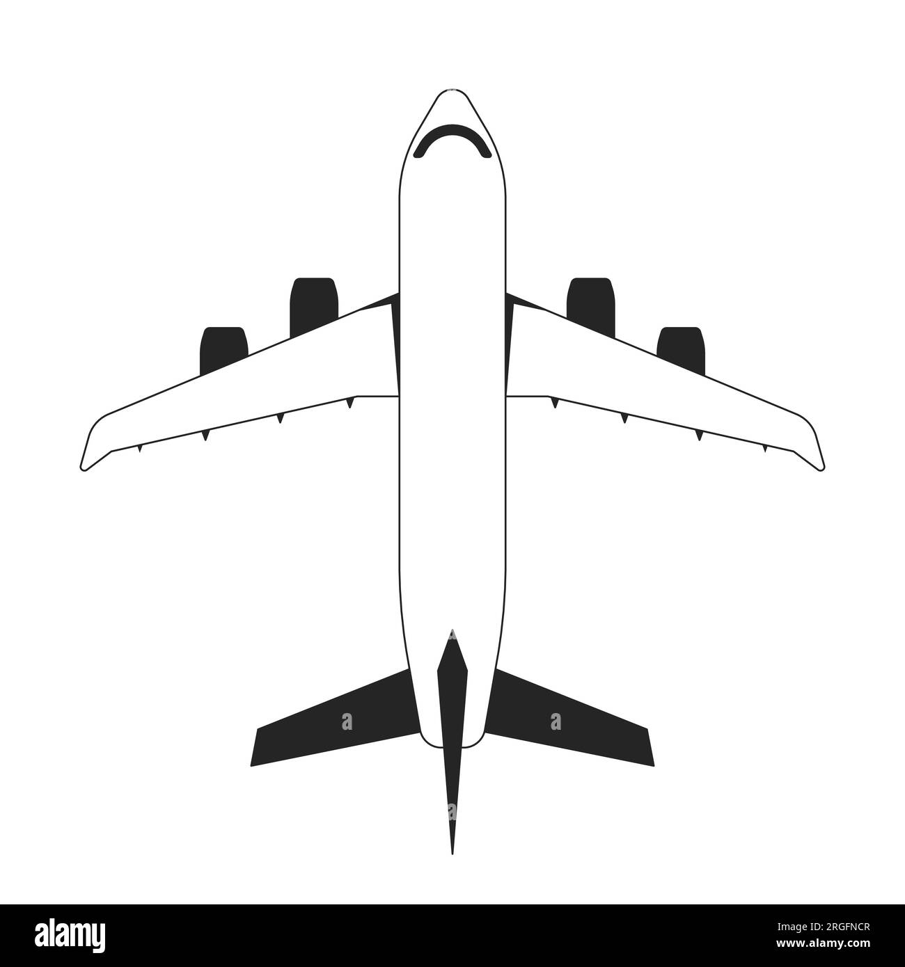 Flying Plane Flat Monochrome Isolated Vector Object Stock Vector Image