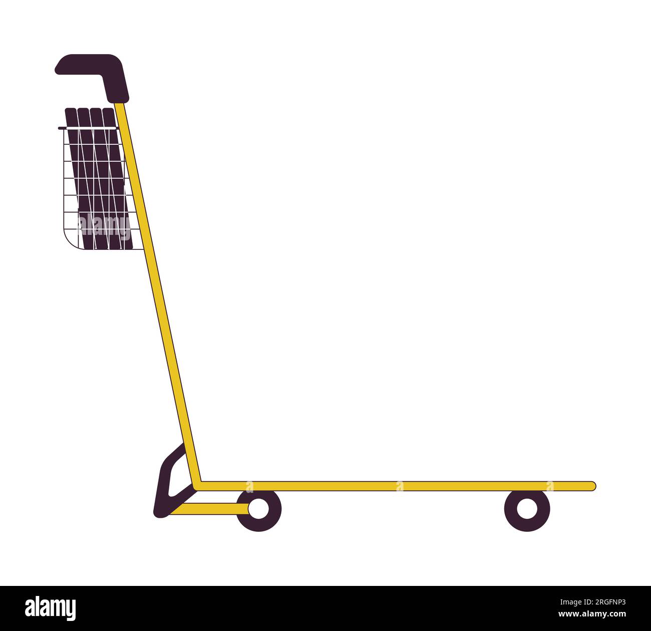 Luggage Cart At Airport Hotel Flat Line Color Isolated Vector Object