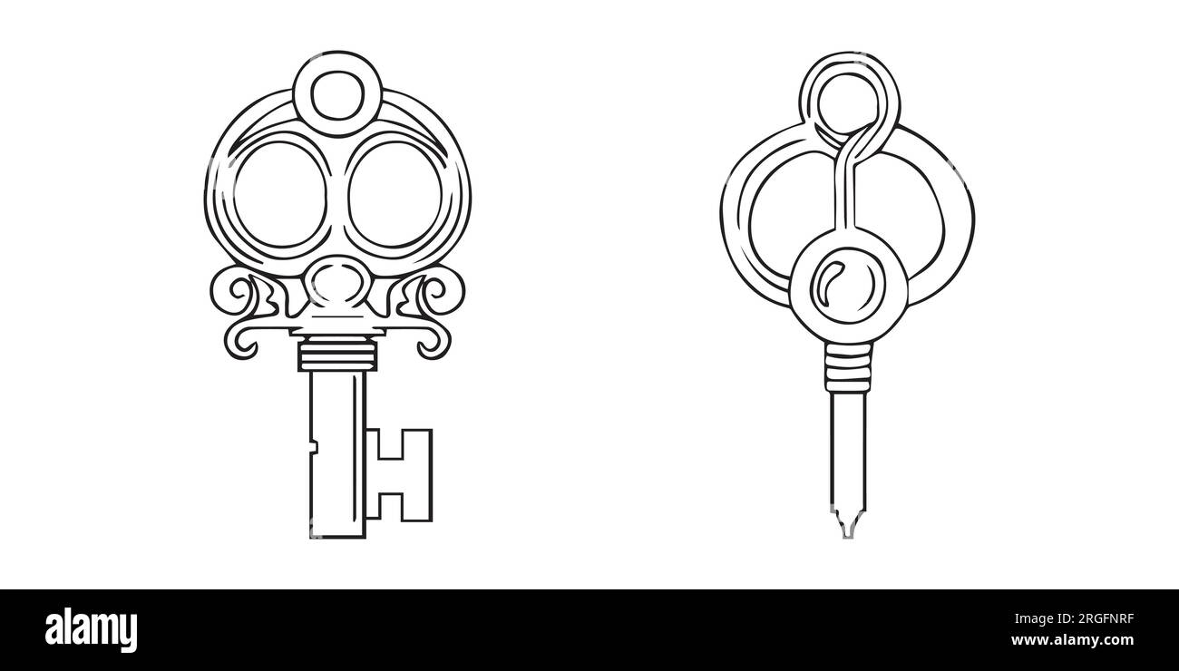 Set beautiful vintage keys. Vector illustration isolated on white ...