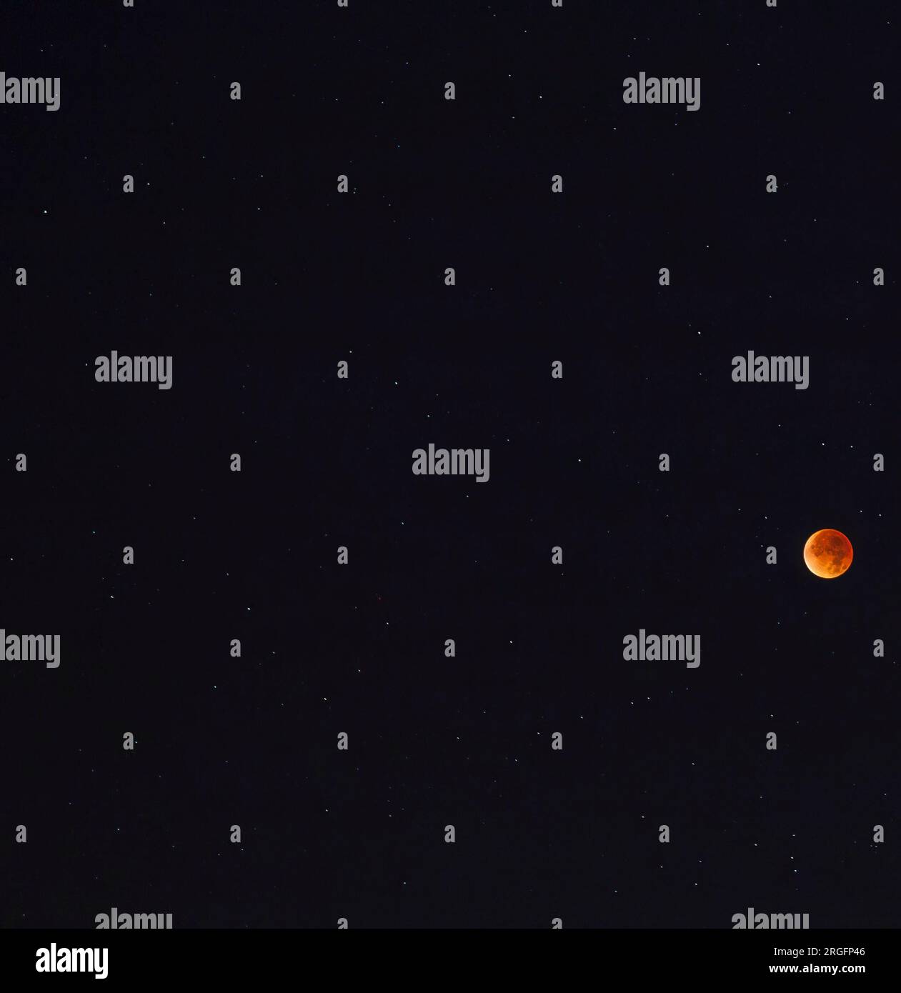 Close up picture of the blood moon during lunar eclipse at nighttime ...