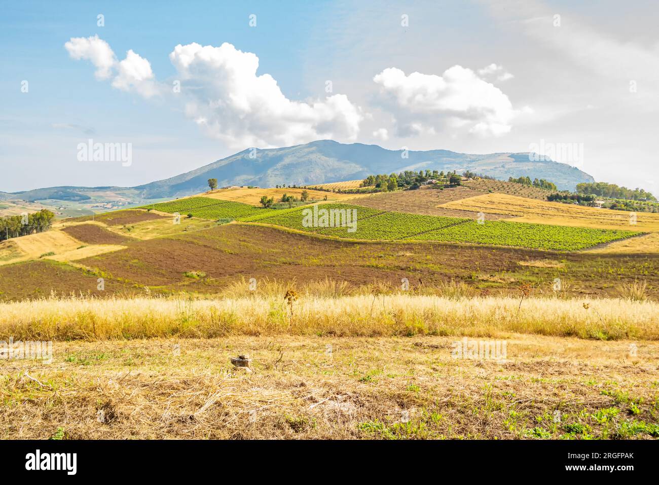 Background with countryside landscape of Sicily, Italy Stock Photo - Alamy
