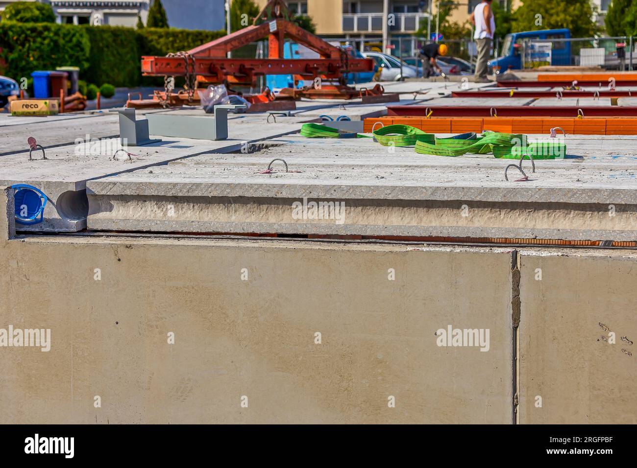 Picture of construction site with precast concrete walls and slabs in ...
