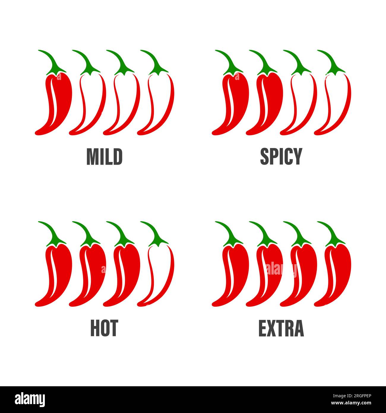 Realistic Vector Spicy Chili Pepper Levels. Red Jalapeno Pepper ...