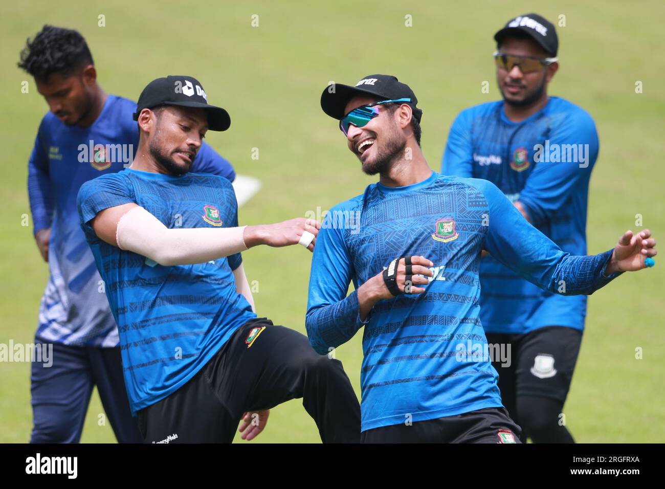 Nazmul hasan Shanto (L) and Naim Sheikh (R) make fun during the ...