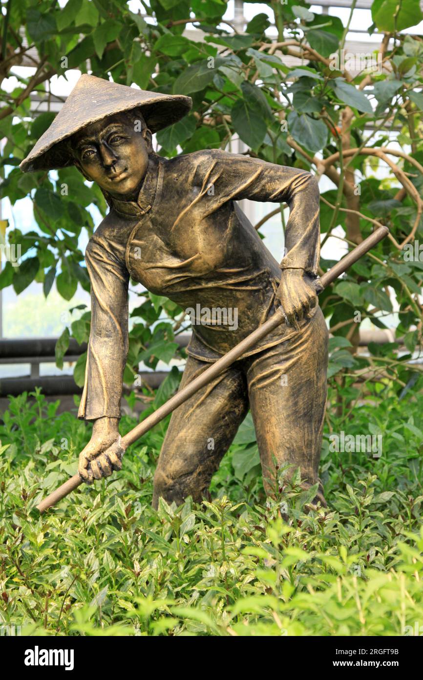 bronze statue in modern agriculture farming sculpture exhibition hall ...