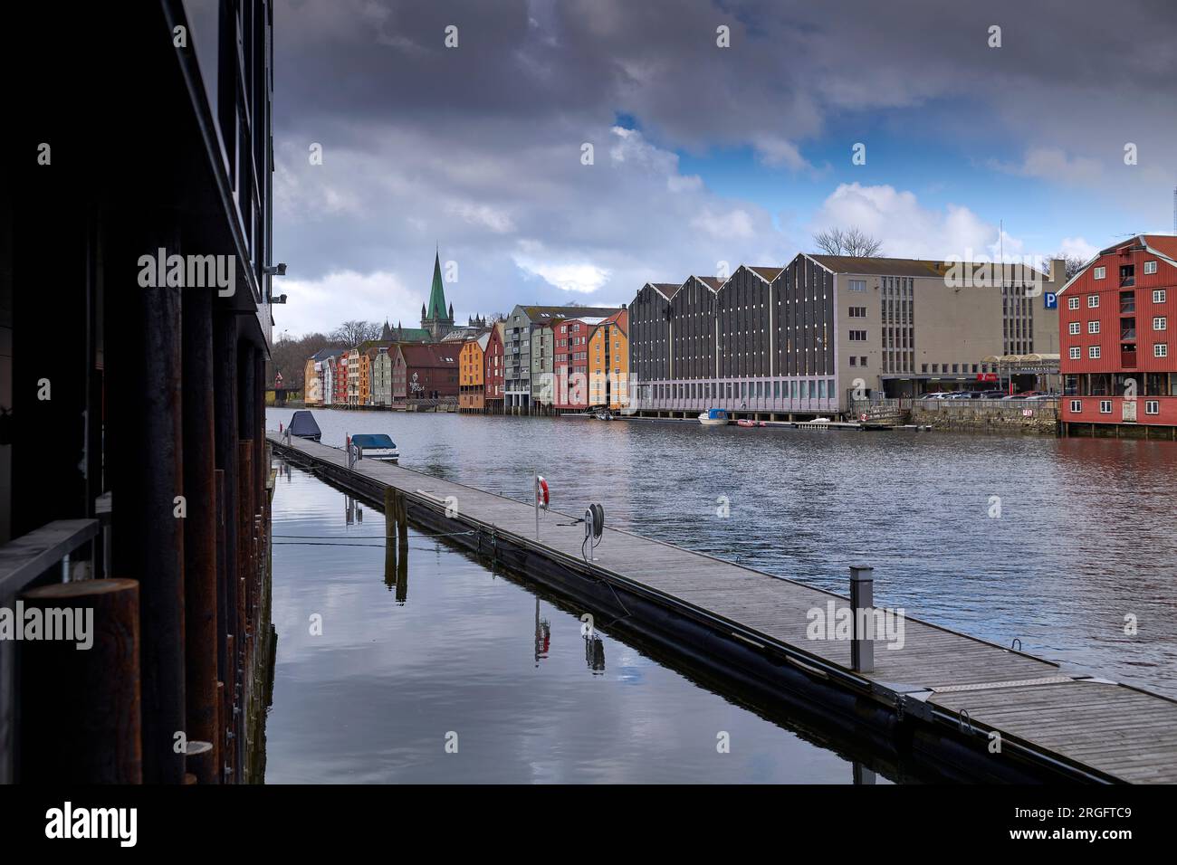 Restored Waterfront Warehouses On The River Nidelva, Trondheim, Norway ...