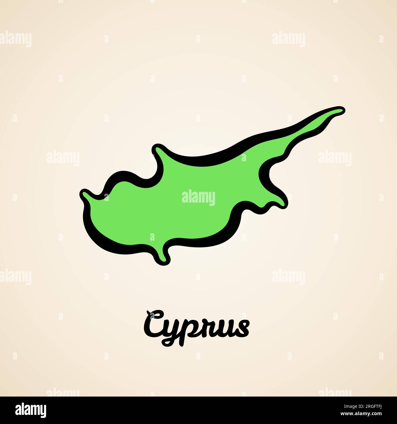 Green simplified map of Cyprus with black outline Stock Vector Image ...