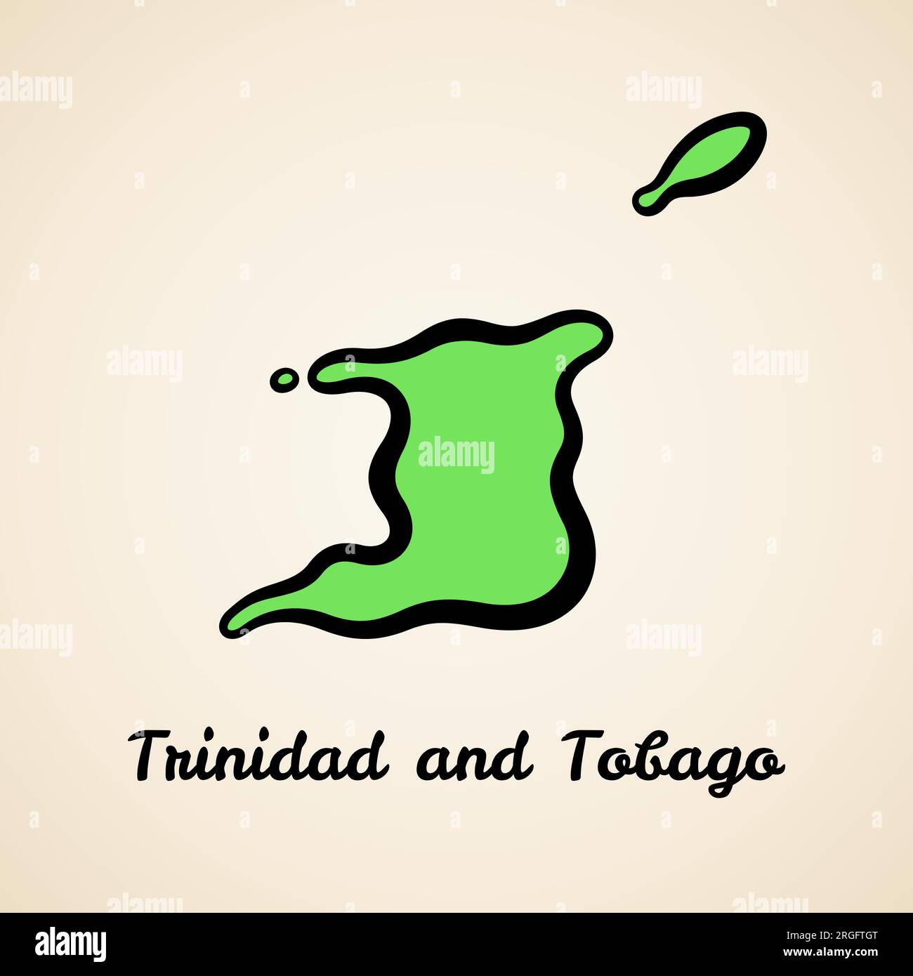 Green simplified map of Trinidad and Tobago with black outline Stock ...