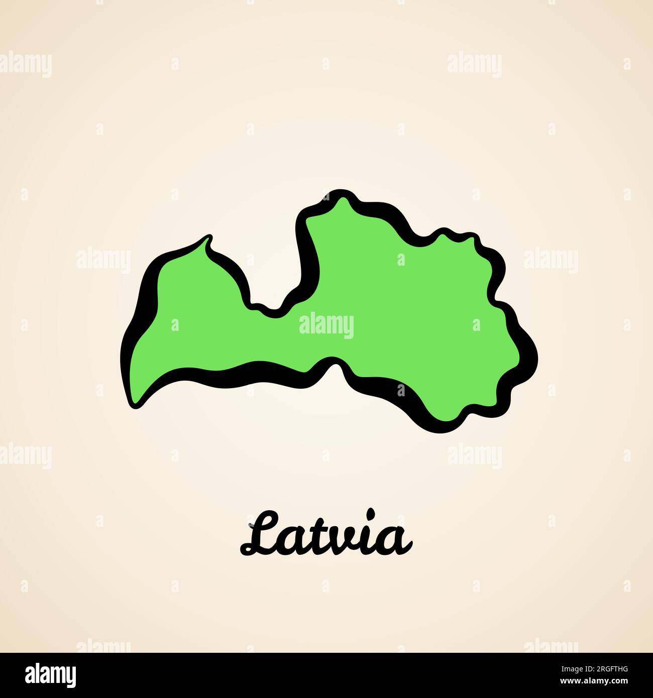 Green simplified map of Latvia with black outline Stock Vector Image ...