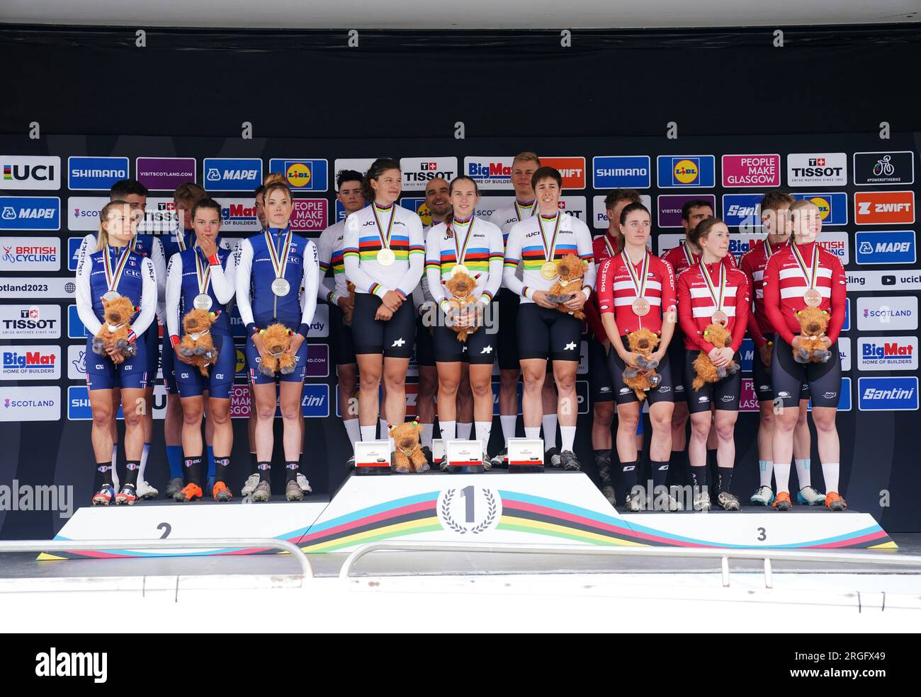 Team France, silver, team Switzerland, gold, and team Denmark, bronze ...