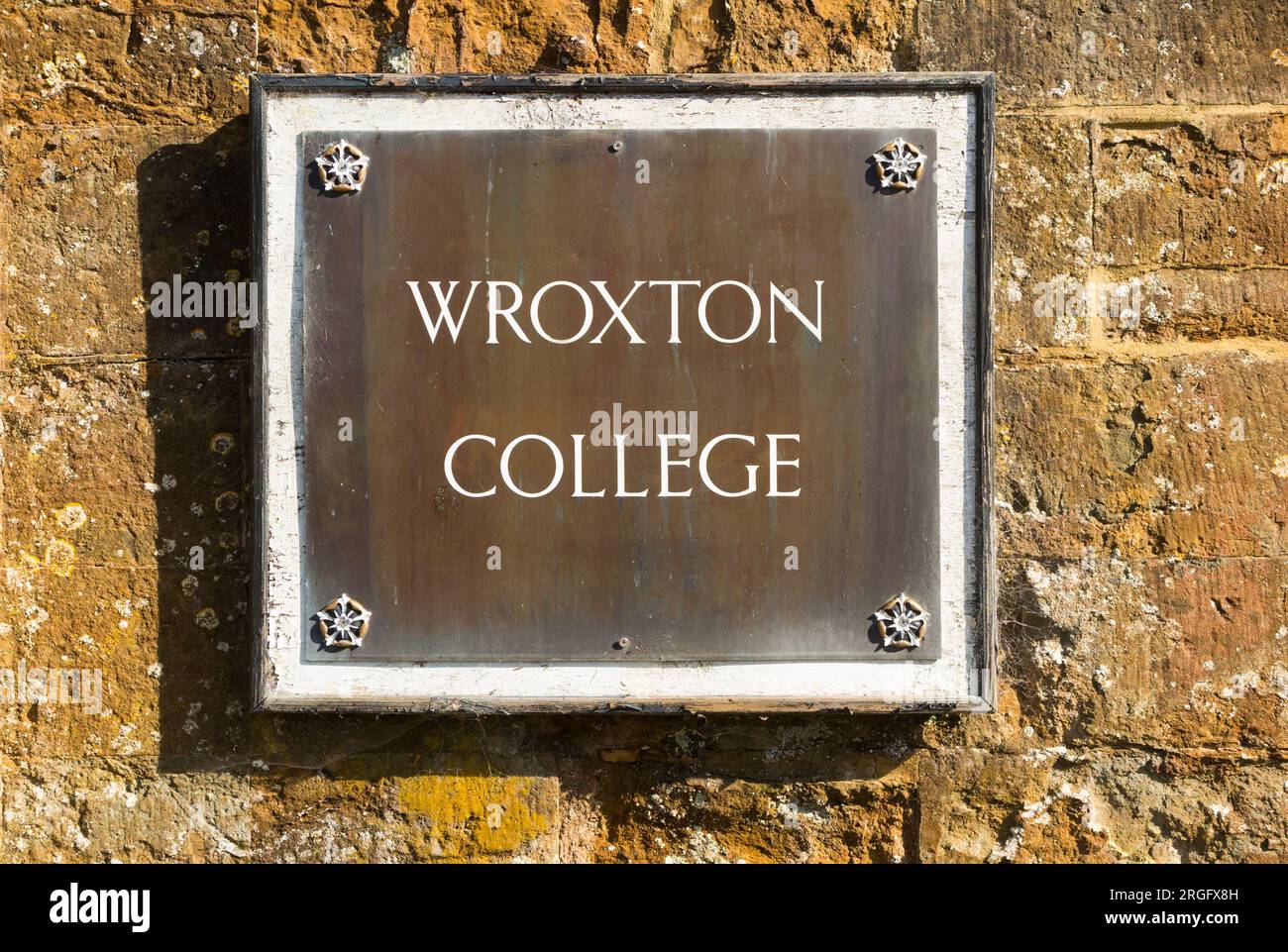 Sign for Wroxton College, the Fairleigh Dickinson University campus in ...