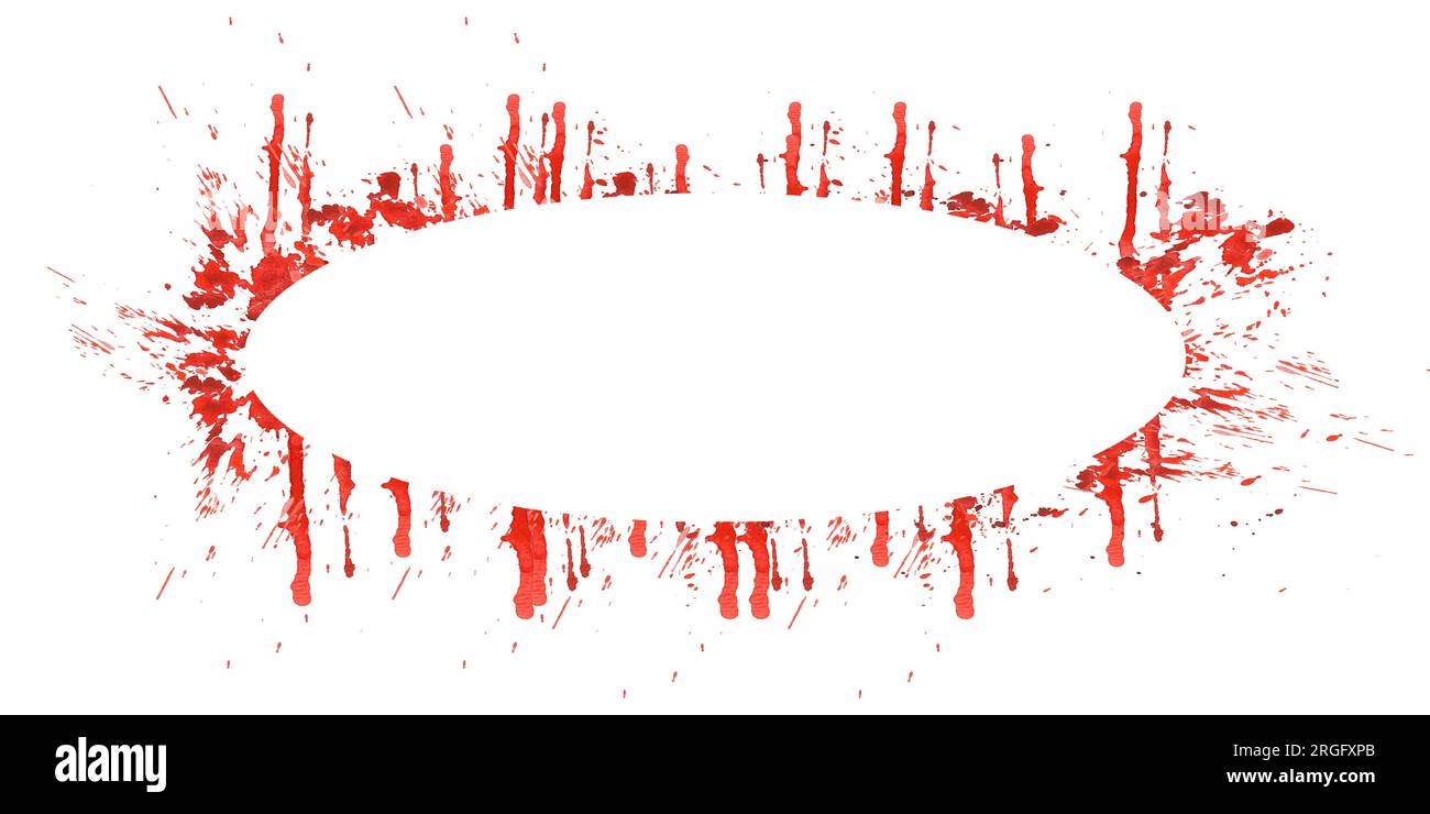 Halloween oval banner, frame with spills splatters and bloodstains ...