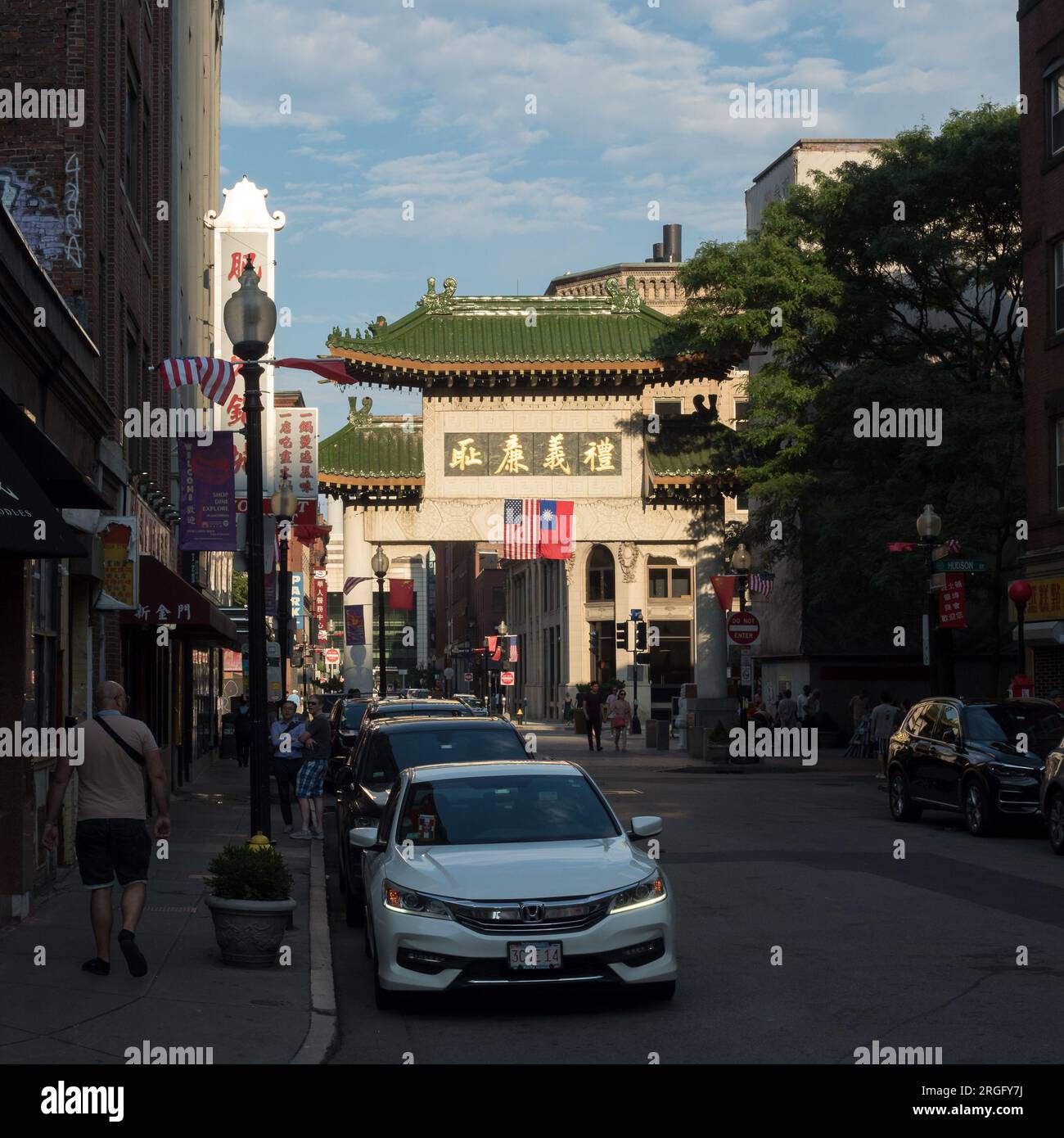 Boston, Massachusetts, United States - Chinatown Gate with the American ...