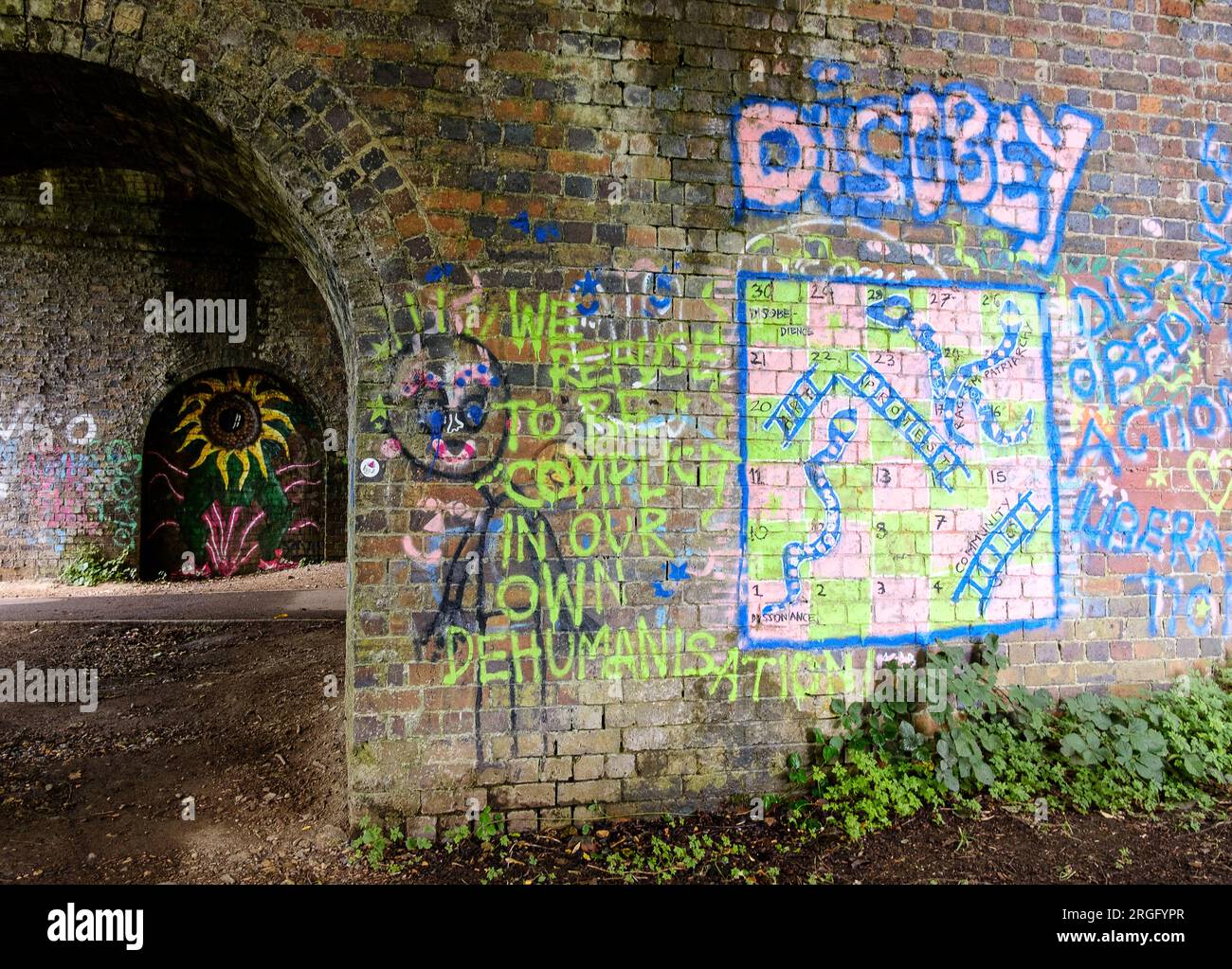 Graffiti / street art under the bridge at Capel's Mill, Thames & Severn ...