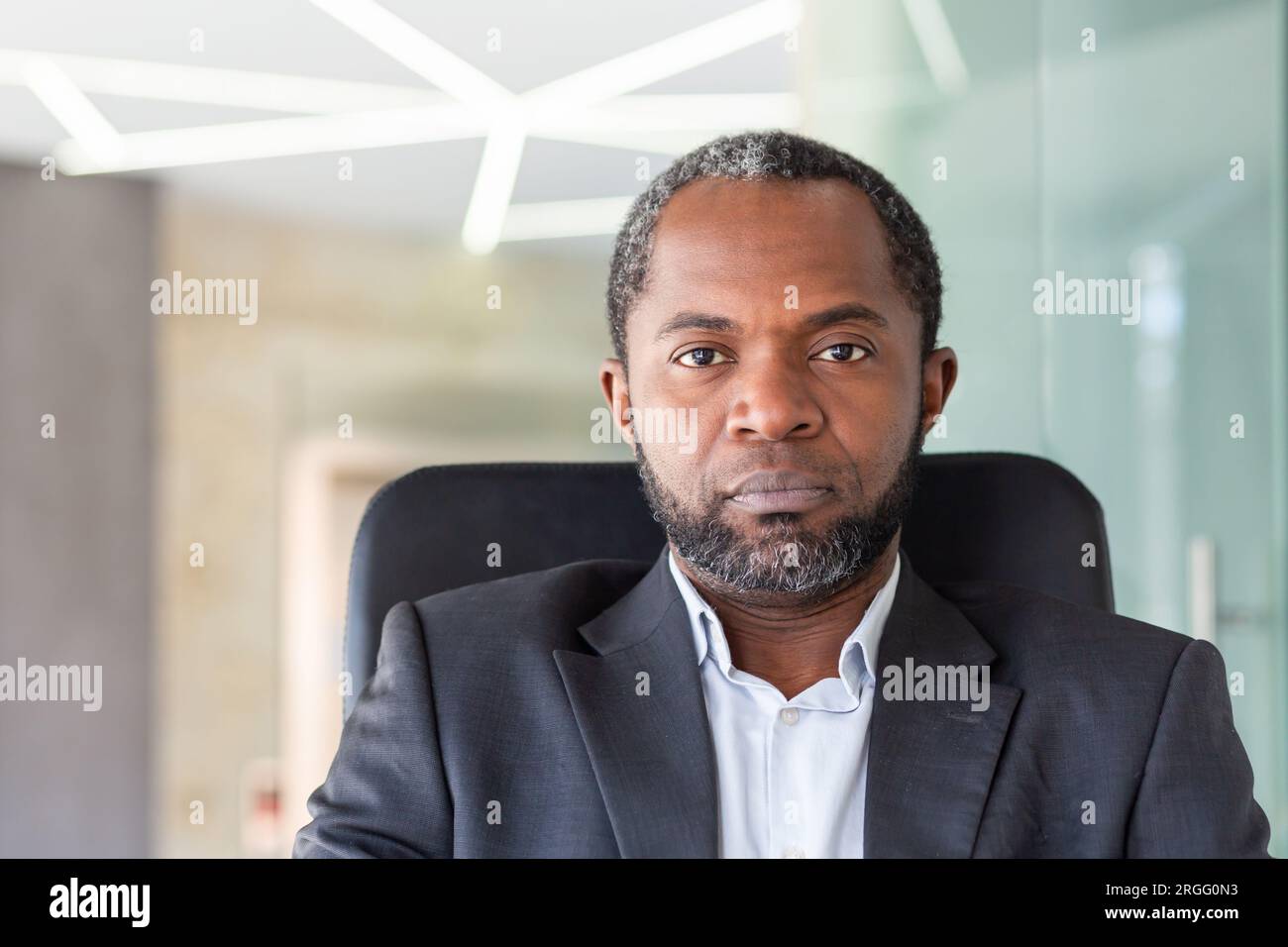 Close up portrait of mature experienced businessman, african american ...