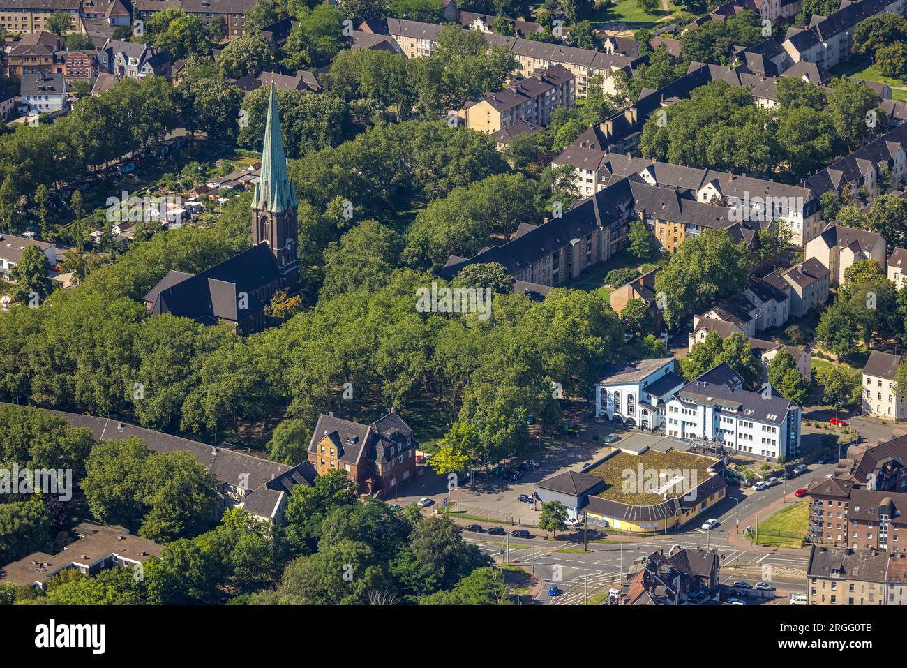 Luftbild, Kath. Kirche St. Norbert, Nobertus-Park, Obermarxloh ...