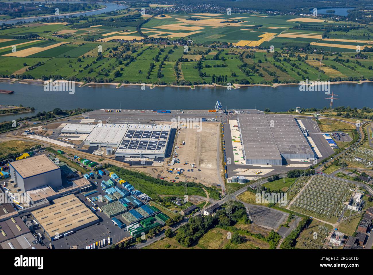 Luftbild, logport VI Baugebiet, Fluss Rhein, Alt-Walsum, Duisburg ...