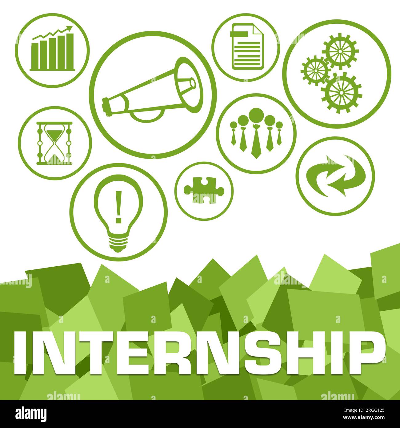 Internship Green Circles Symbols On Top Bottom Text Stock Photo - Alamy