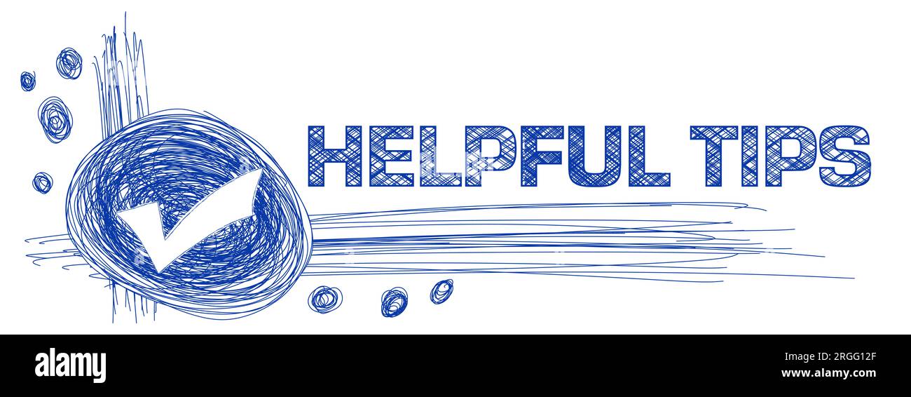 Helpful Tips Blue Pen Ball Pen Tick Mark Scribble Texture Text Stock ...