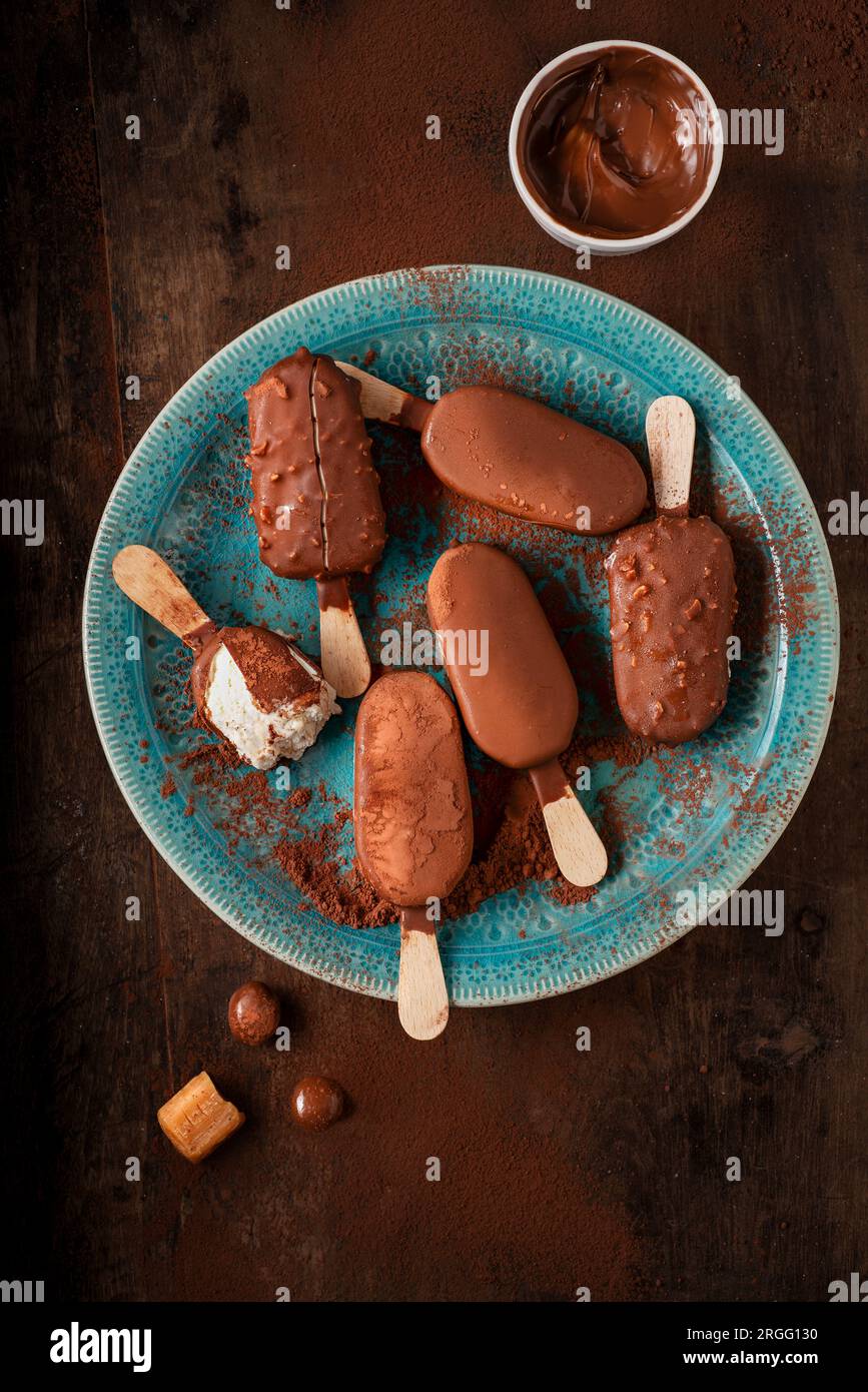 A choc ice or ice cream bar is a frozen dessert Stock Photo - Alamy