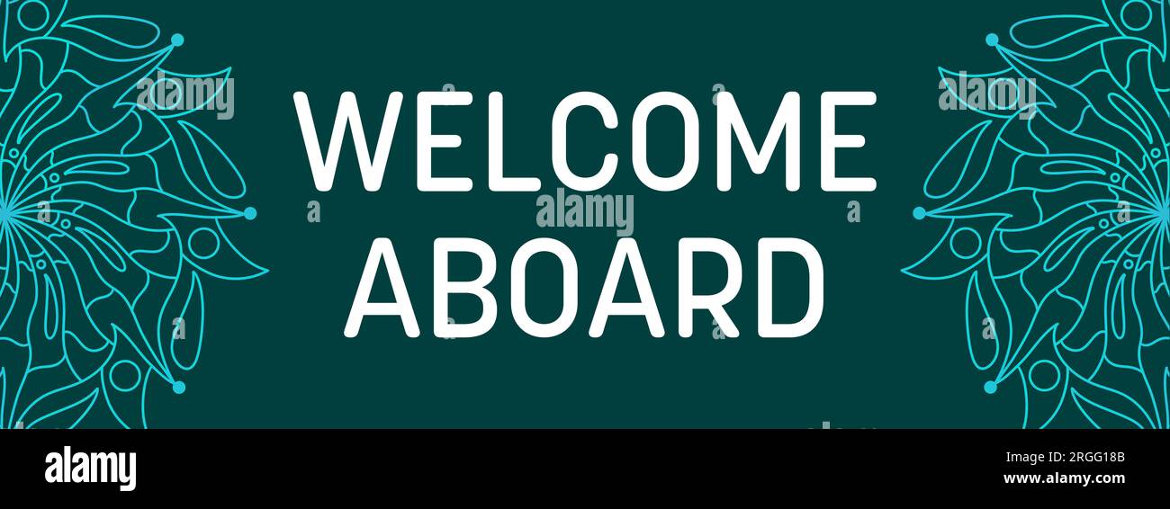 Welcome Aboard Turquoise Mandala Design Element Horizontal Left Right ...