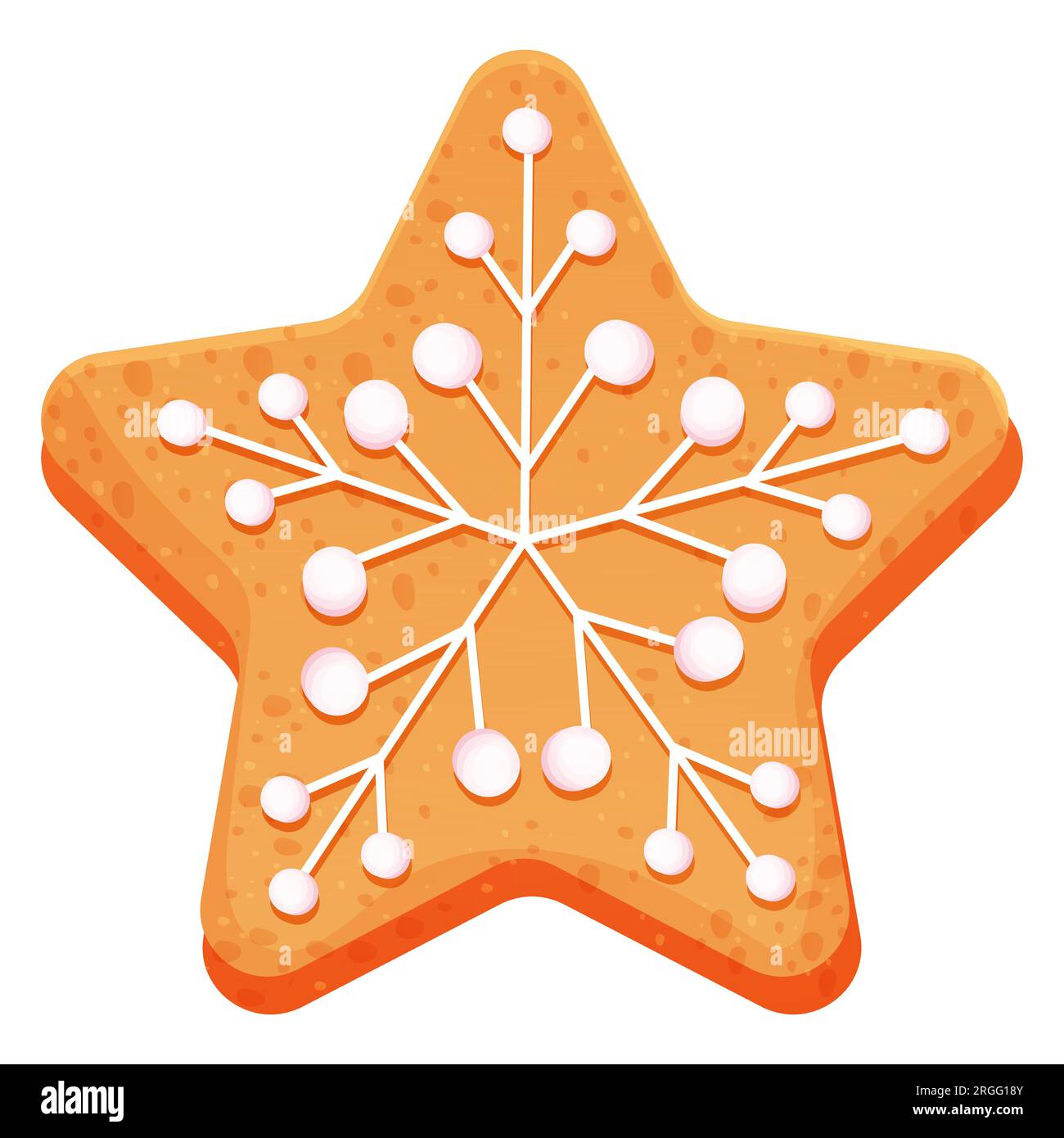 Gingerbread star with glaze, icing decoration top view in cartoon style ...