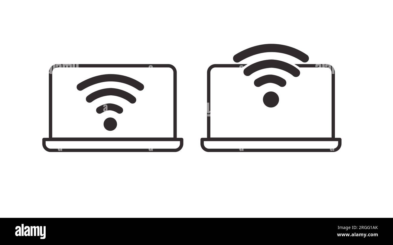 Laptop and Wifi Icon. Vector isolated editable illustration of a laptop ...